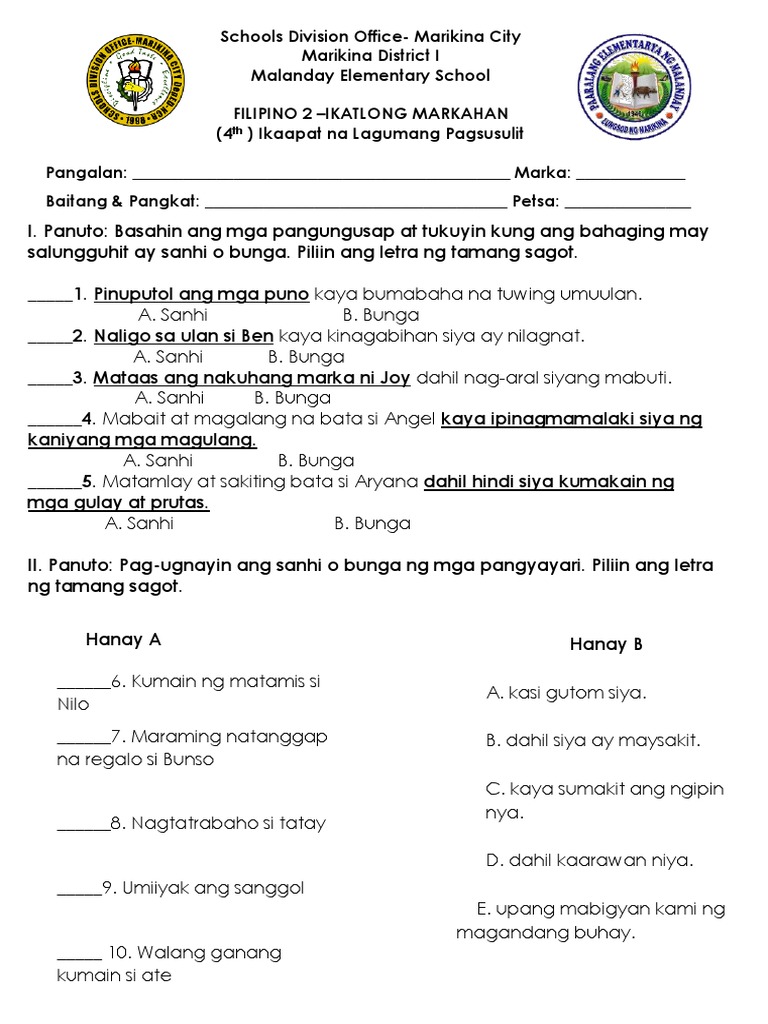 Q3_-FILIPINO-4th-Summative-Test | PDF