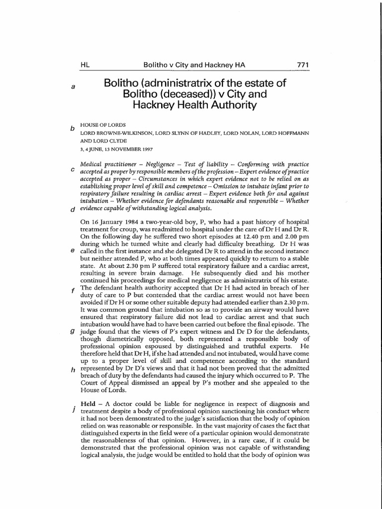 Bolitho's Case | PDF