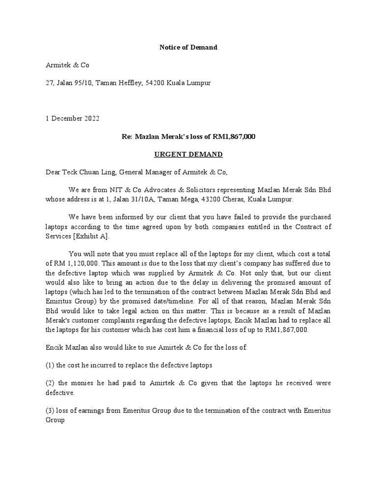 Notice of Demand | PDF | Business Law | Common Law