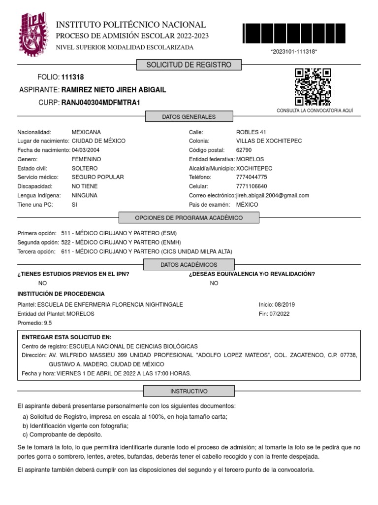 Ipn Ficha de Registro | PDF