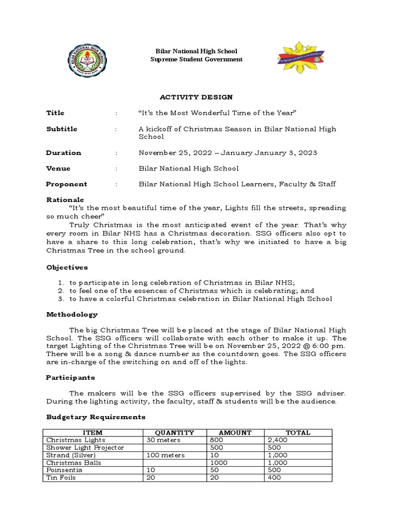 Activity Design - Christmas Tree | PDF