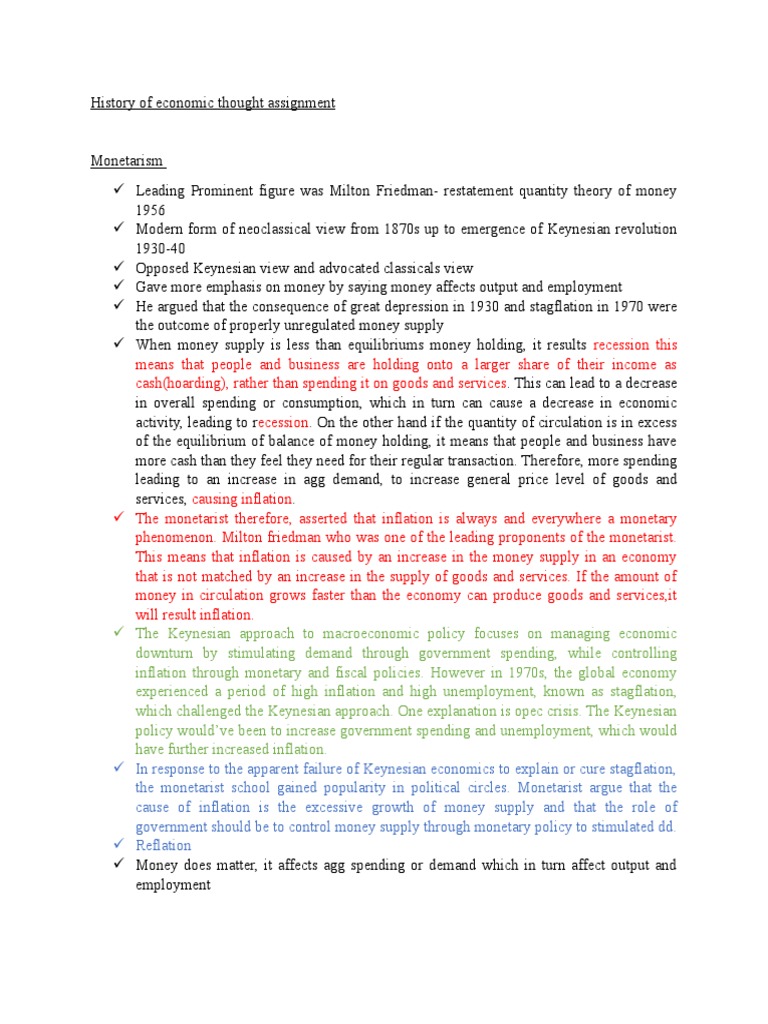 History of Economic Thought Assignment | PDF