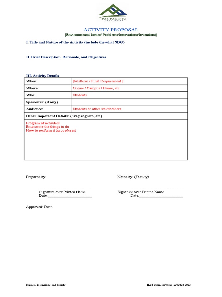 Activity Proposal STS BSMT | PDF