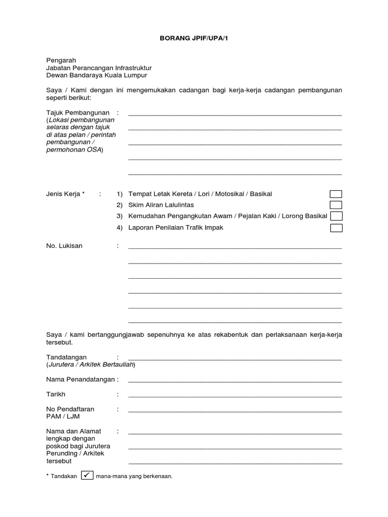 DBKL - JPIF Borang UPA 1-3 | PDF