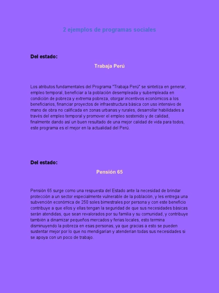 2 Ejemplos de Programas Sociales | PDF