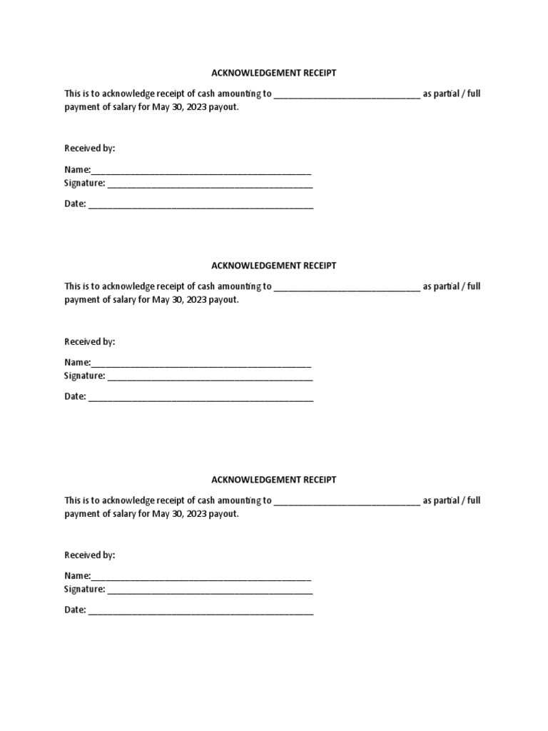 Salary Acknowledgement Receipt | PDF