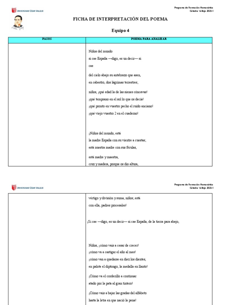 Anexo - 2 FICHA DE INTERPRETACIÓN DEL POEMA | PDF