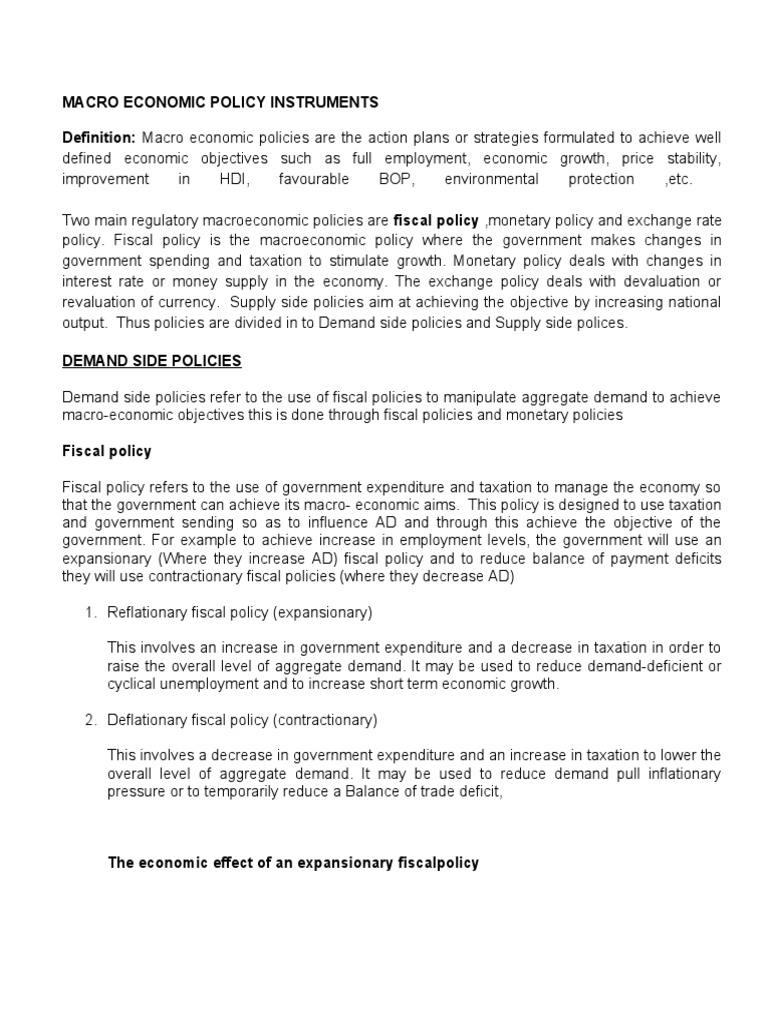 Macro Economic Policy Instruments | Download Free PDF | Fiscal Policy ...