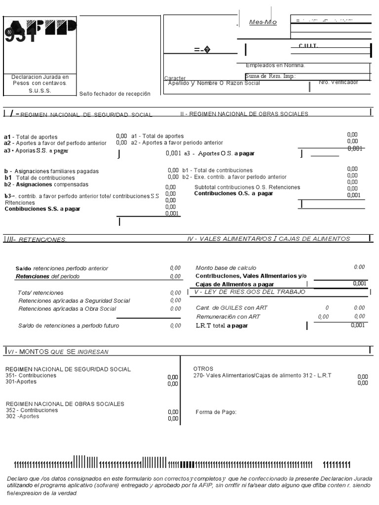 Formulario 931 | PDF