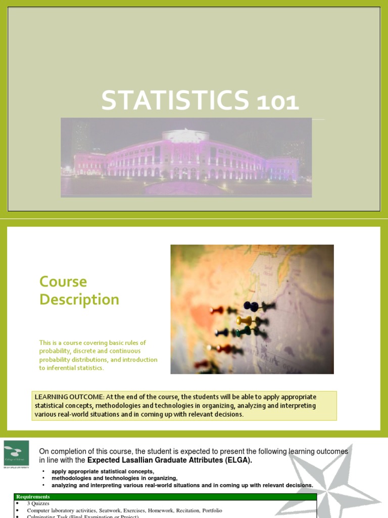 STATISTICS 101 - Day 1 - Review of Probability | PDF | Probability Distribution | Analysis Of ...