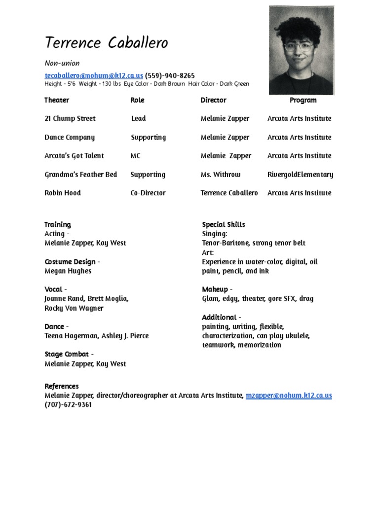 Terrence Caballero - Actors Resume | PDF