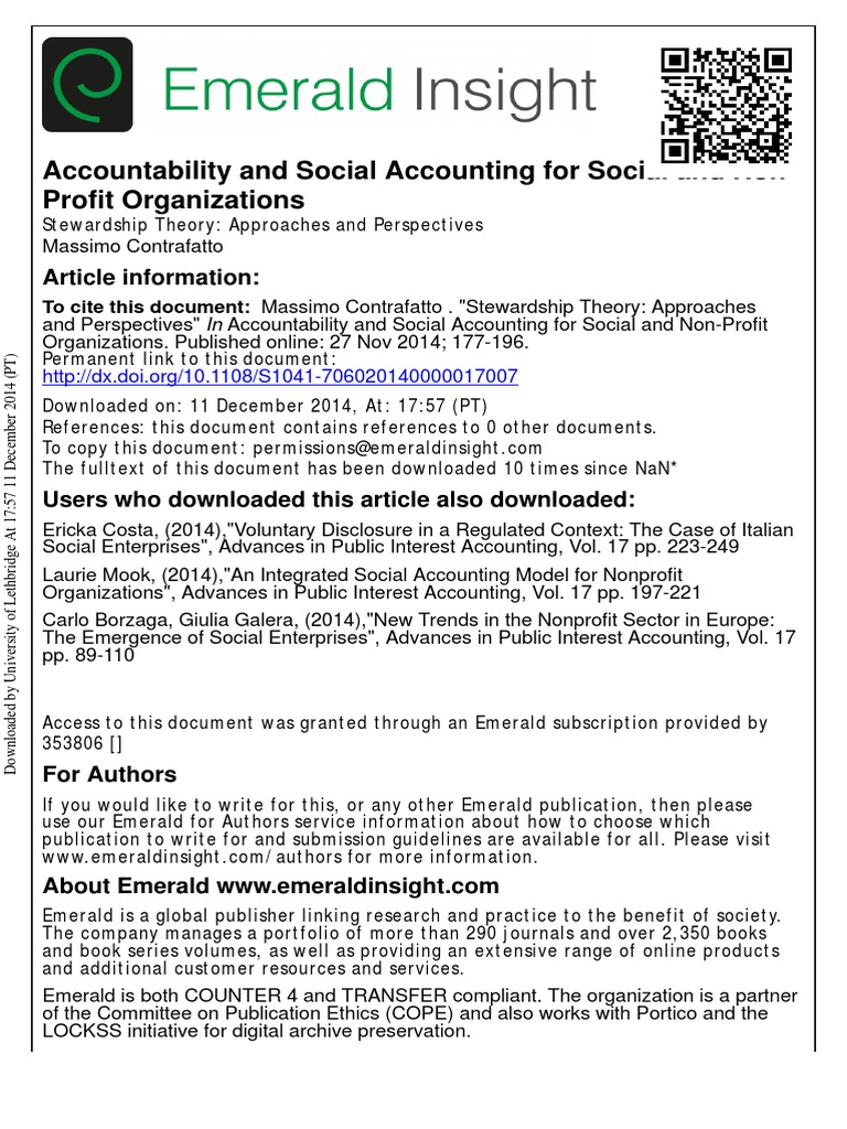 Stewardship Theory Approaches And Perspectives Pdf Concept