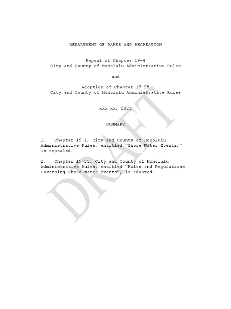 Draft of New Shore Water Rules | PDF