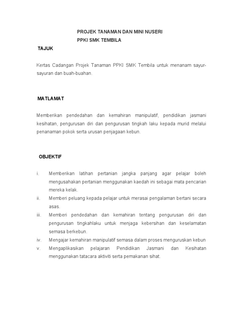 projek kebun dan mini nuseri | PDF