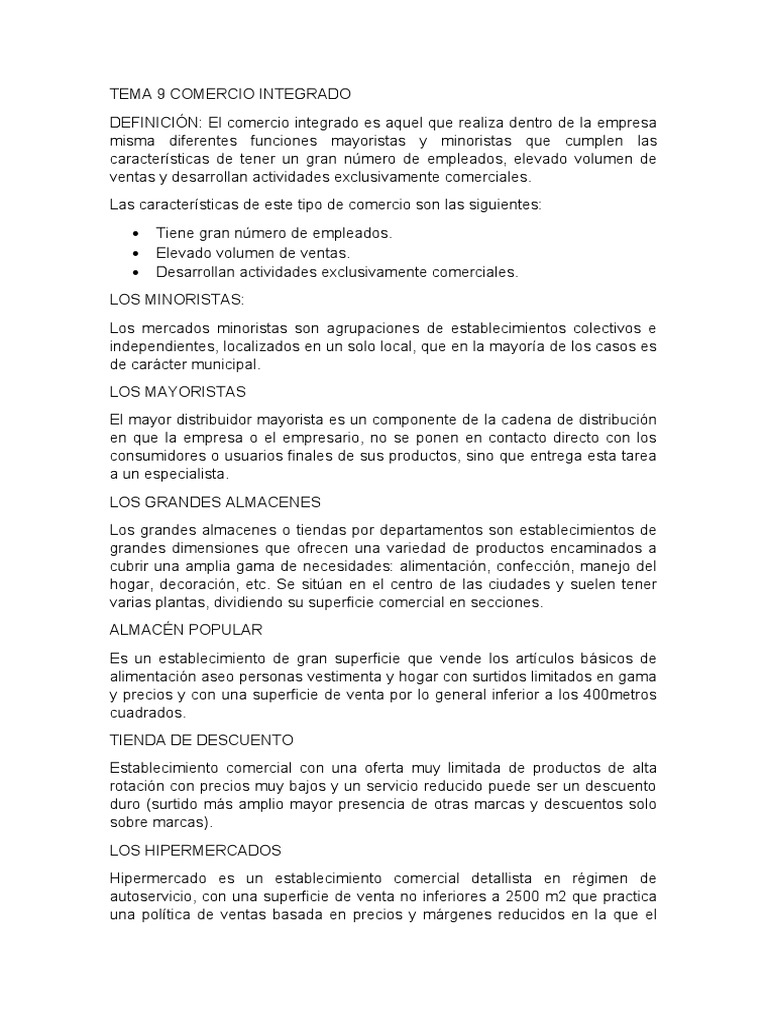 Comercio Integrado y sus Características | PDF | Logística | Al por menor