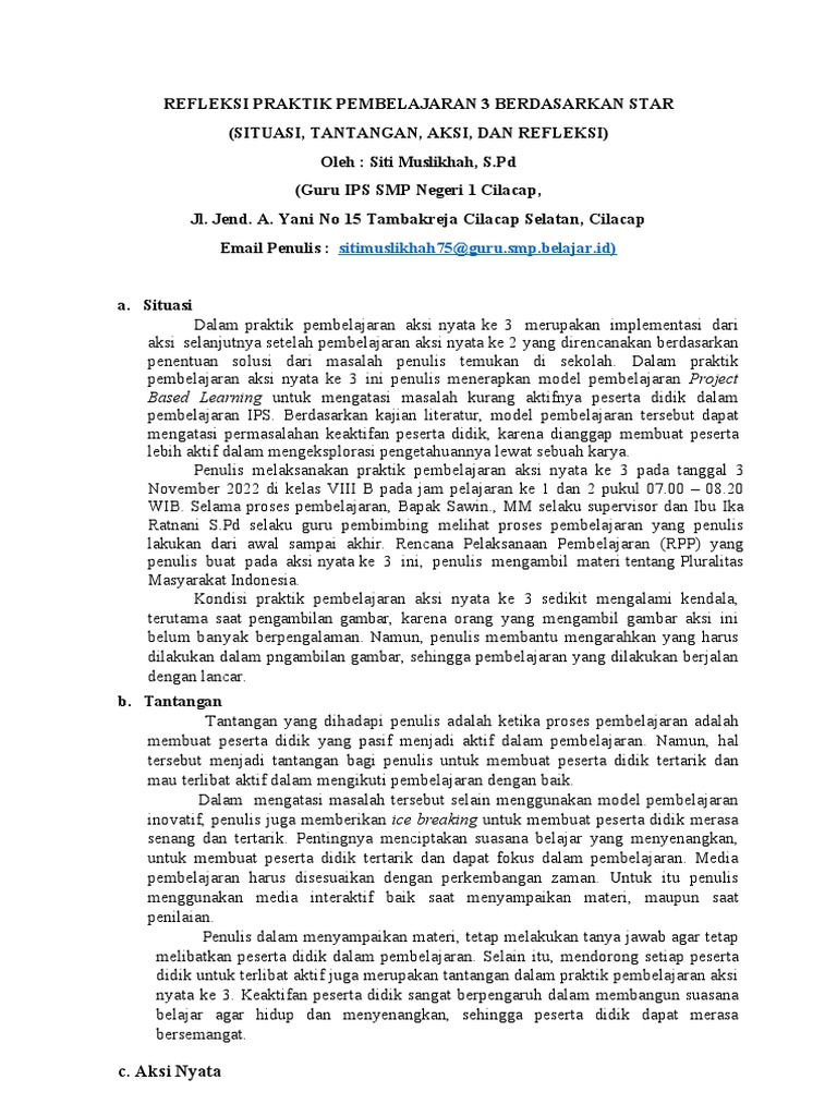 REFLEKSI SITUASI MAKNA AKSI | PDF