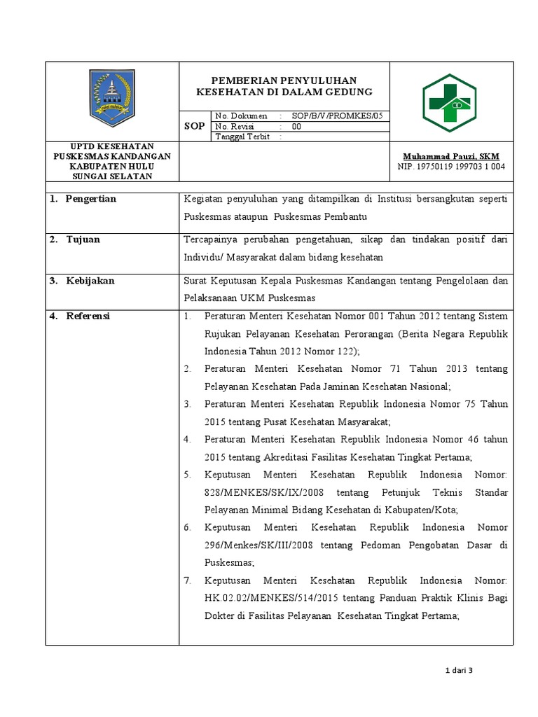 SOP Penyuluhan Dalam Gedung | PDF