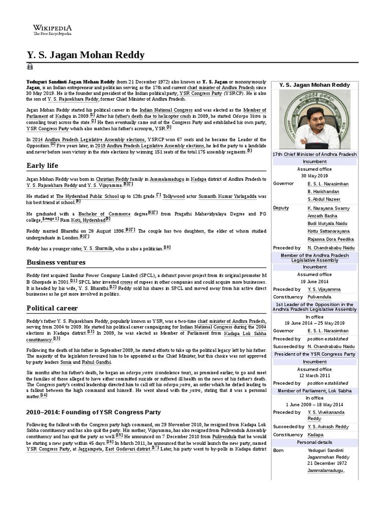 Y. S. Jagan Mohan Reddy | PDF