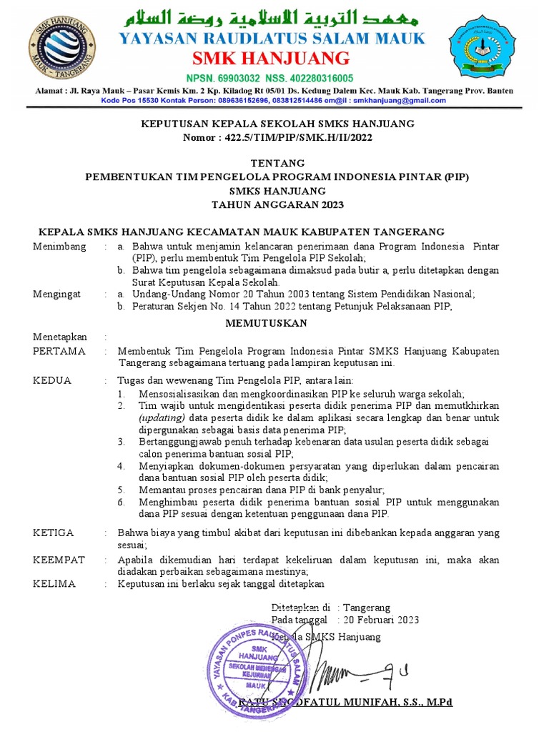 SK Tim Pip Sekolah | PDF