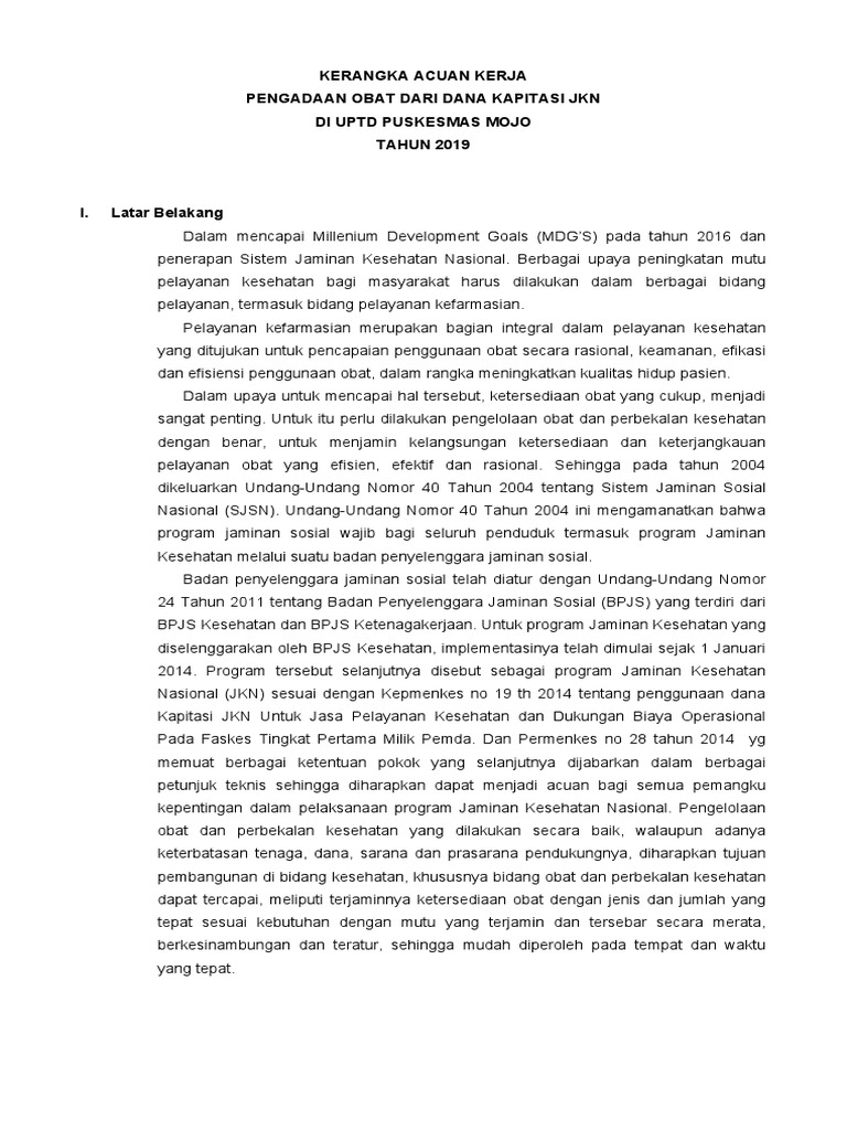 KAK Pengadaan Obat JKN | PDF | Pengembangan Diri | Kesehatan Holistik