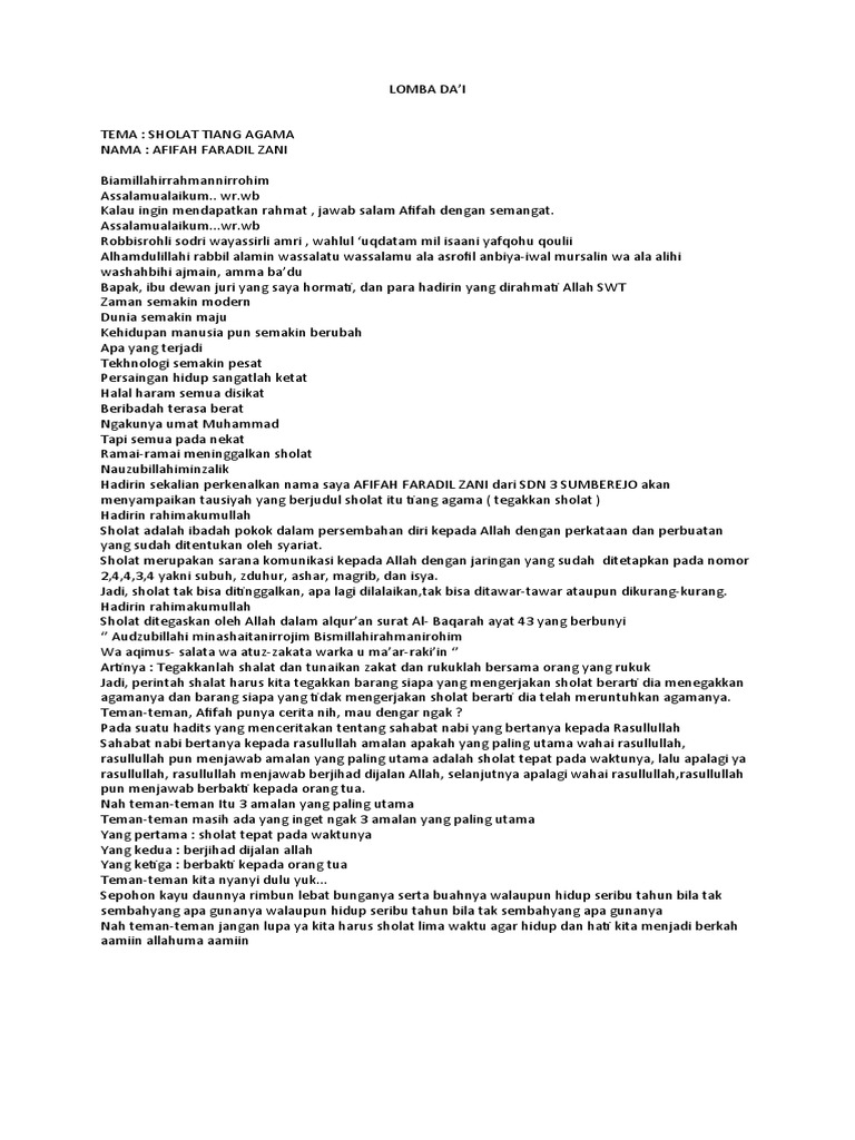 TEKS LOMBA DA'I | PDF