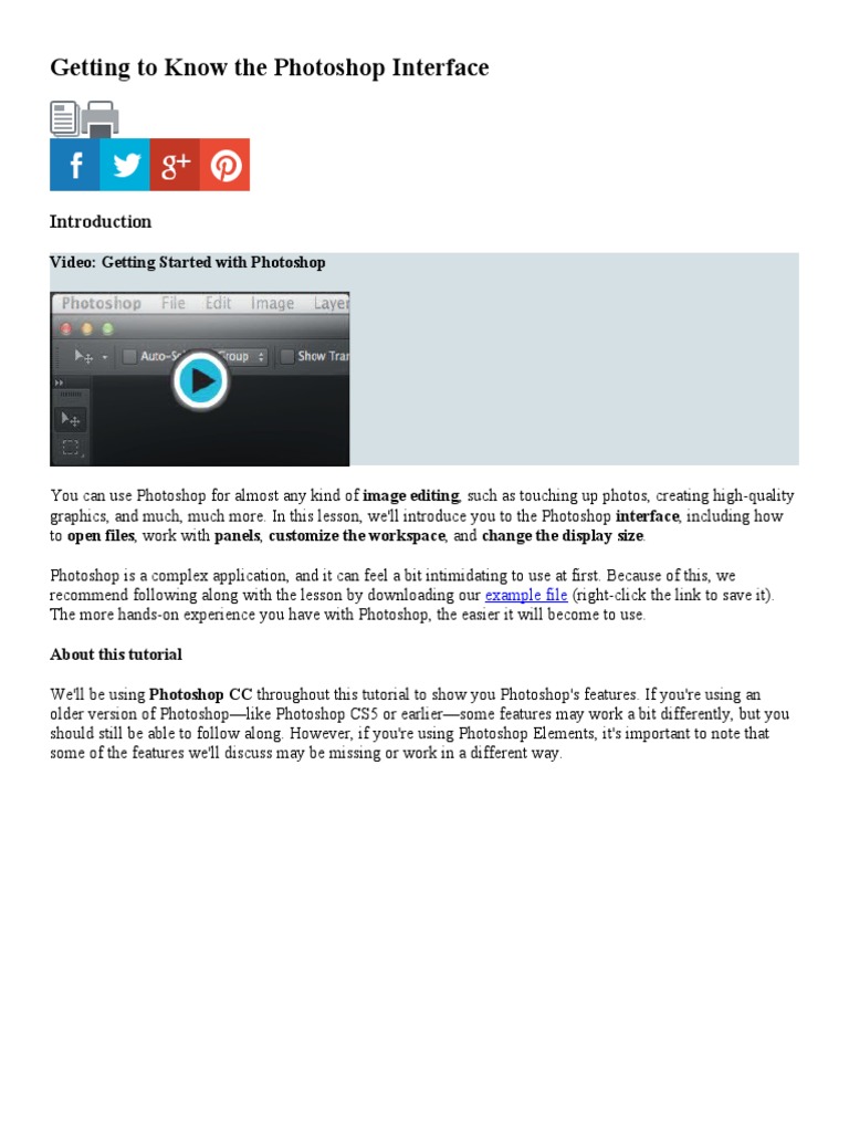 Getting To Know The Photoshop Interface | PDF | Adobe Photoshop ...