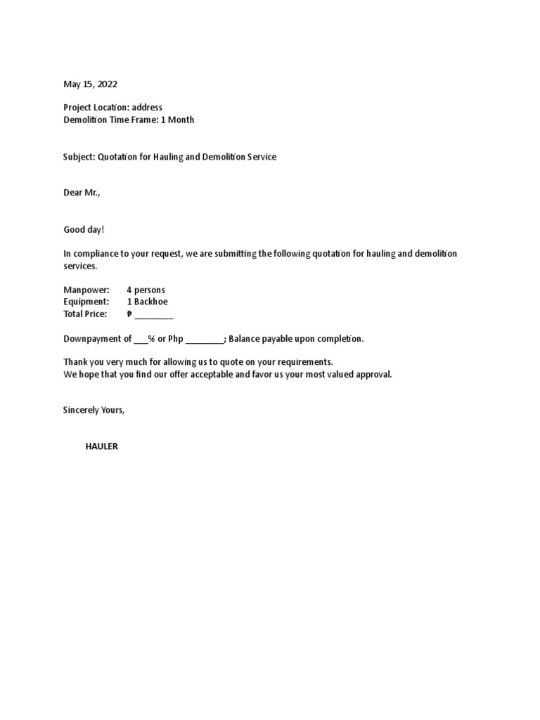 Sample Qoutation Services | PDF