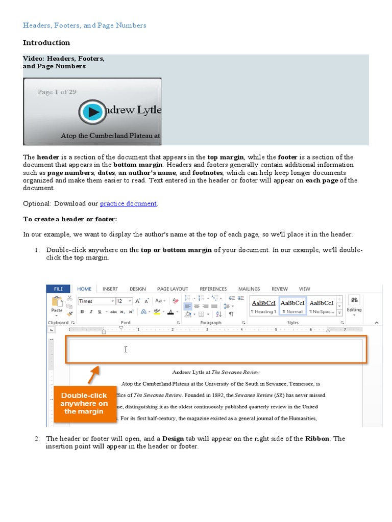 14 - Headers, Footers, and Page Numbers | Download Free PDF | Software ...