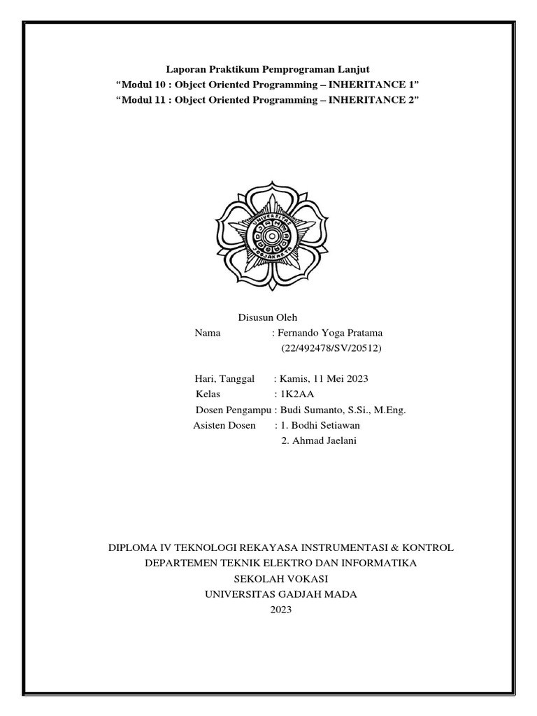 Praktikum Pemrograman Lanjut OOP INHERITANCE | PDF | Metode & Bahan Ajar | Komputer