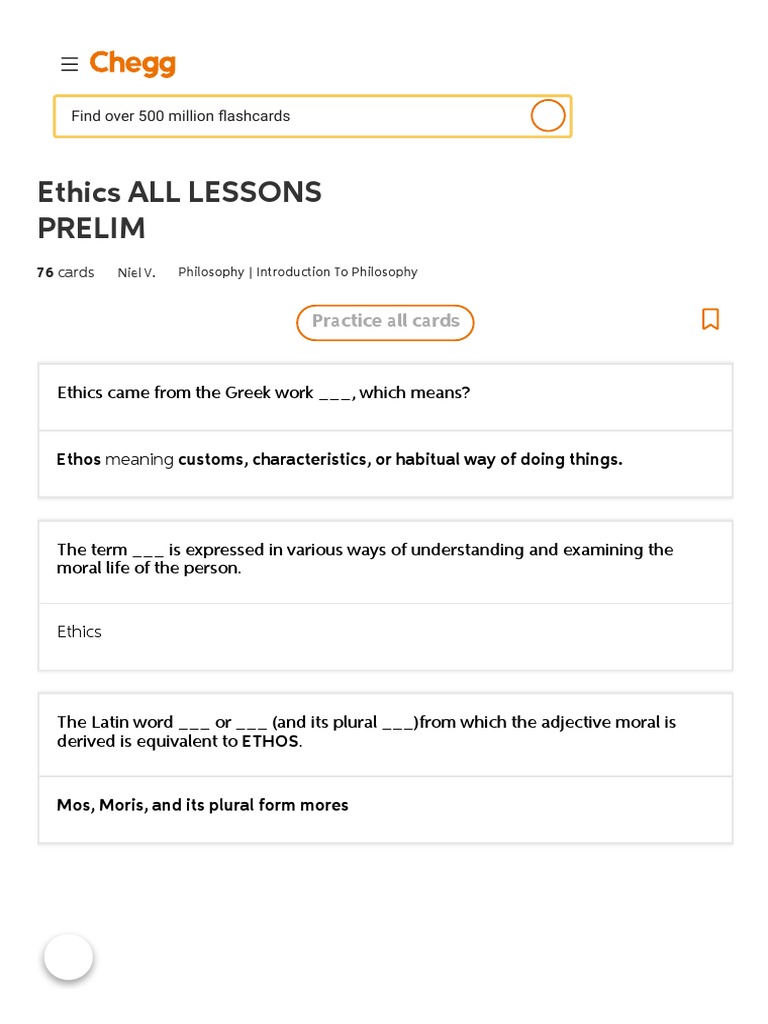Ethics ALL LESSONS PRELIM Flashcards | PDF | Morality | Rights