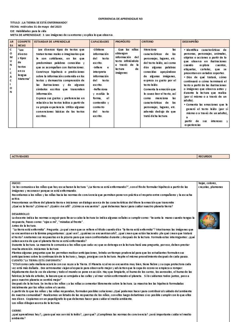 Experiencia de Aprendizaje N3 | PDF | Aprendizaje | Las emociones