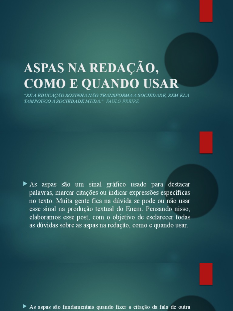 Aspas Na Redação, Como e Quando Usar | PDF | Aspas | Discurso