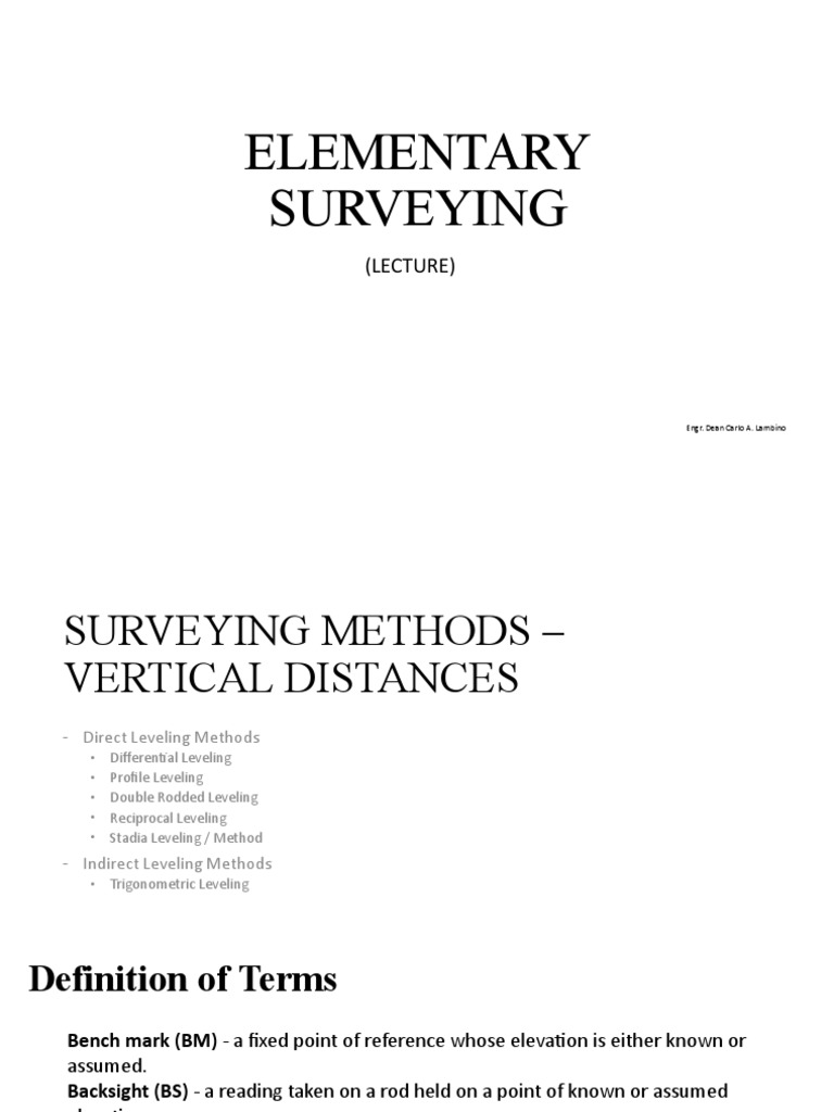 Surveying Methods: Vertical Distances | PDF | Surveying | Geodesy
