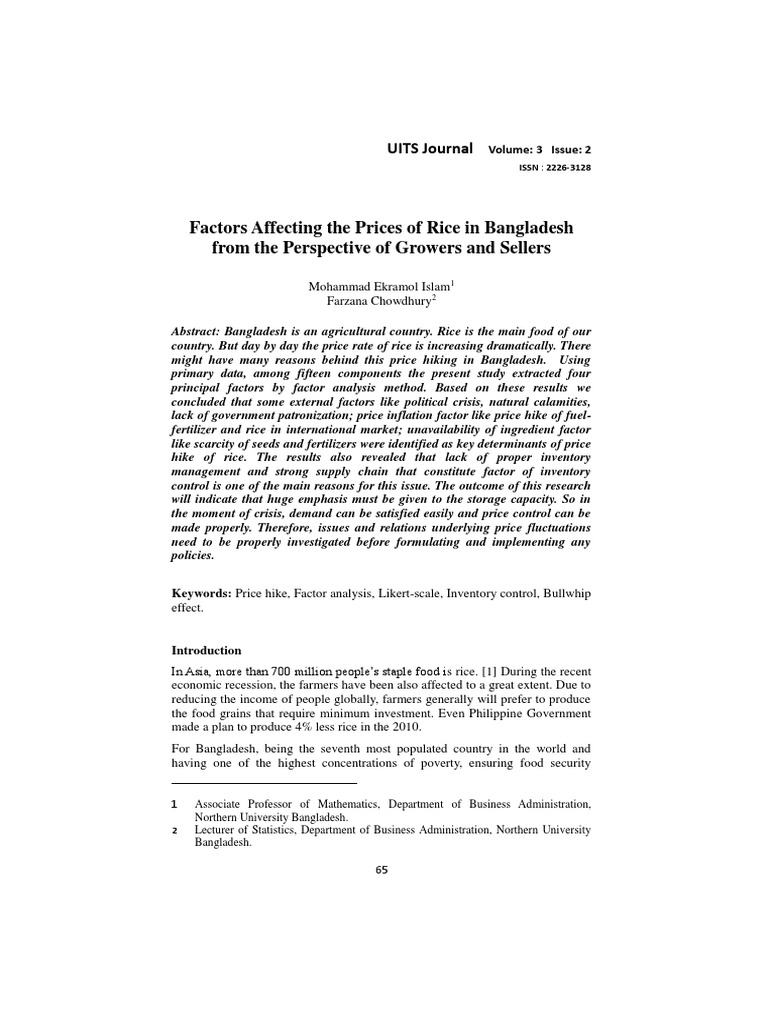 Factors Influencing Rice Prices in Bangladesh | PDF | Variance | Rice
