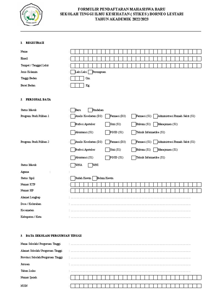 Form Pendaftaran | PDF
