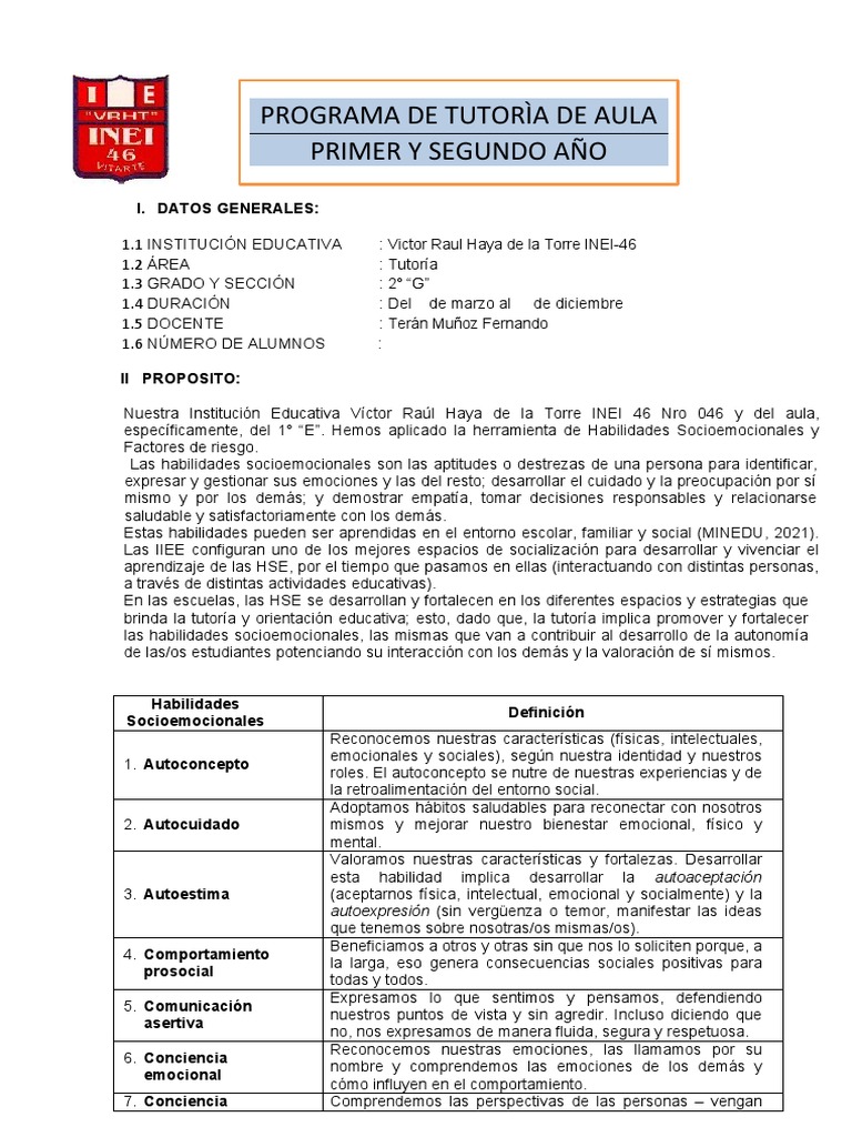 PLAN DE Aula 1ro y 2do 2023 | PDF