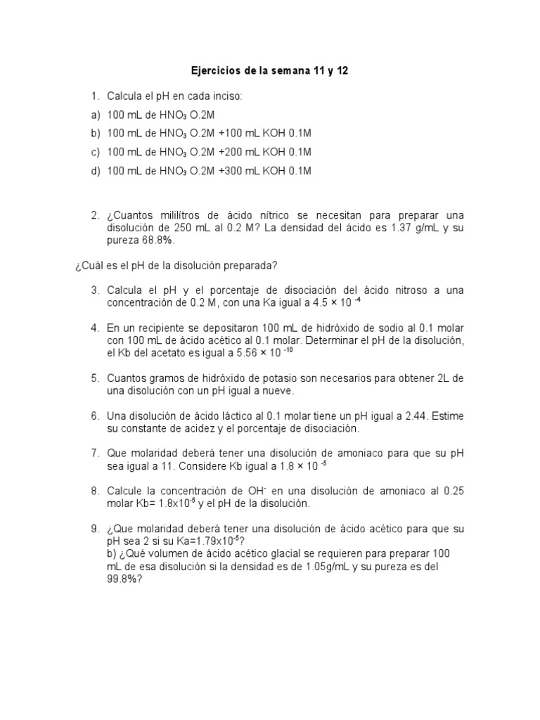 Ejercicios de Las Semanas 11 y 12 | PDF