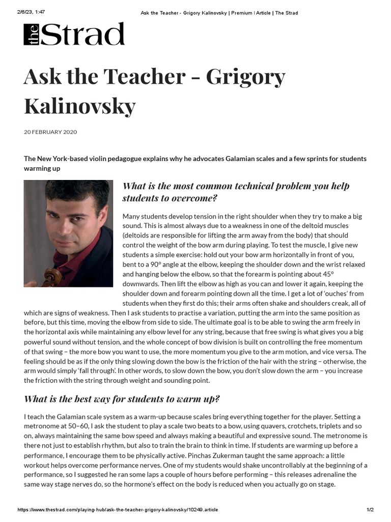 Ask The Teacher - Grigory Kalinovsky - Premium Article - The Strad | PDF