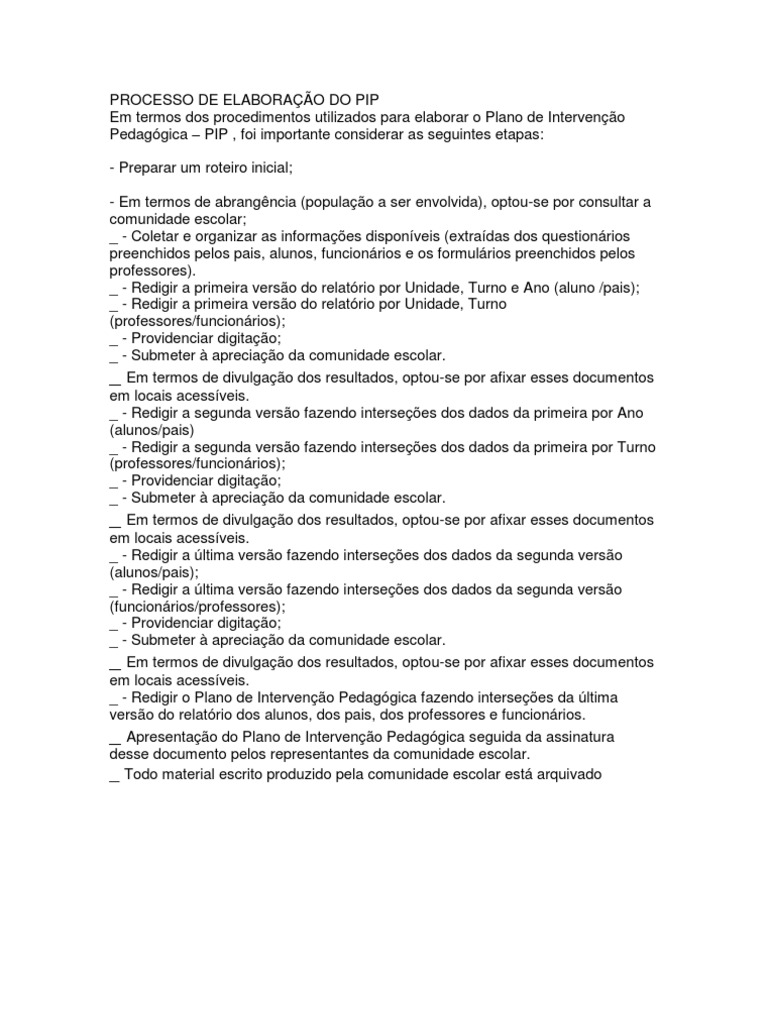 Processo de Elaboração Do Pip | PDF
