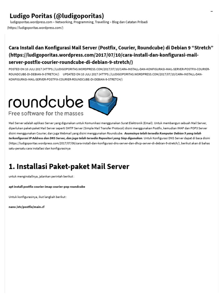 Cara Install Dan Konfigurasi Mail Server (Postfix, Courier, Roundcube ...