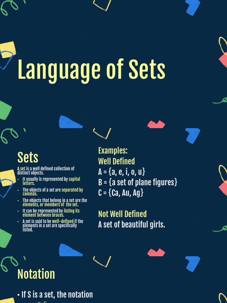 The Language of Sets PPT Part1 | PDF | Set (Mathematics) | Numbers