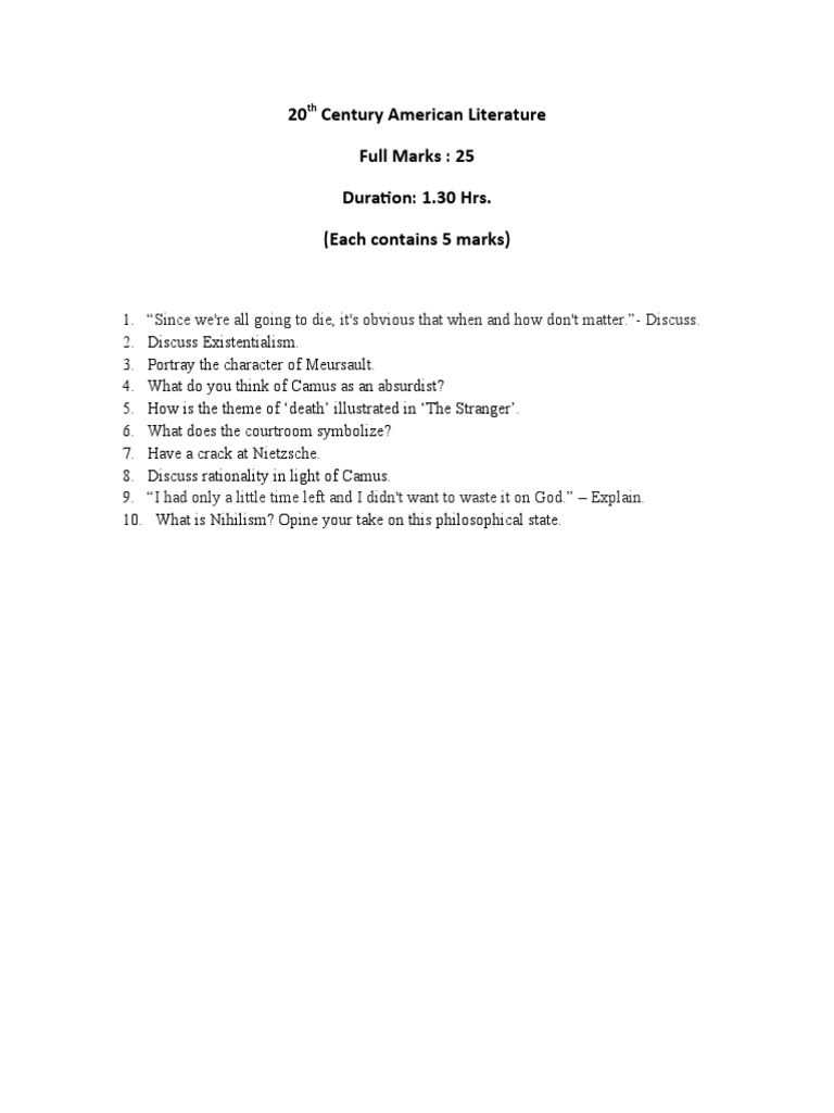 20th Century American Literature Analysis | PDF | Young Adult