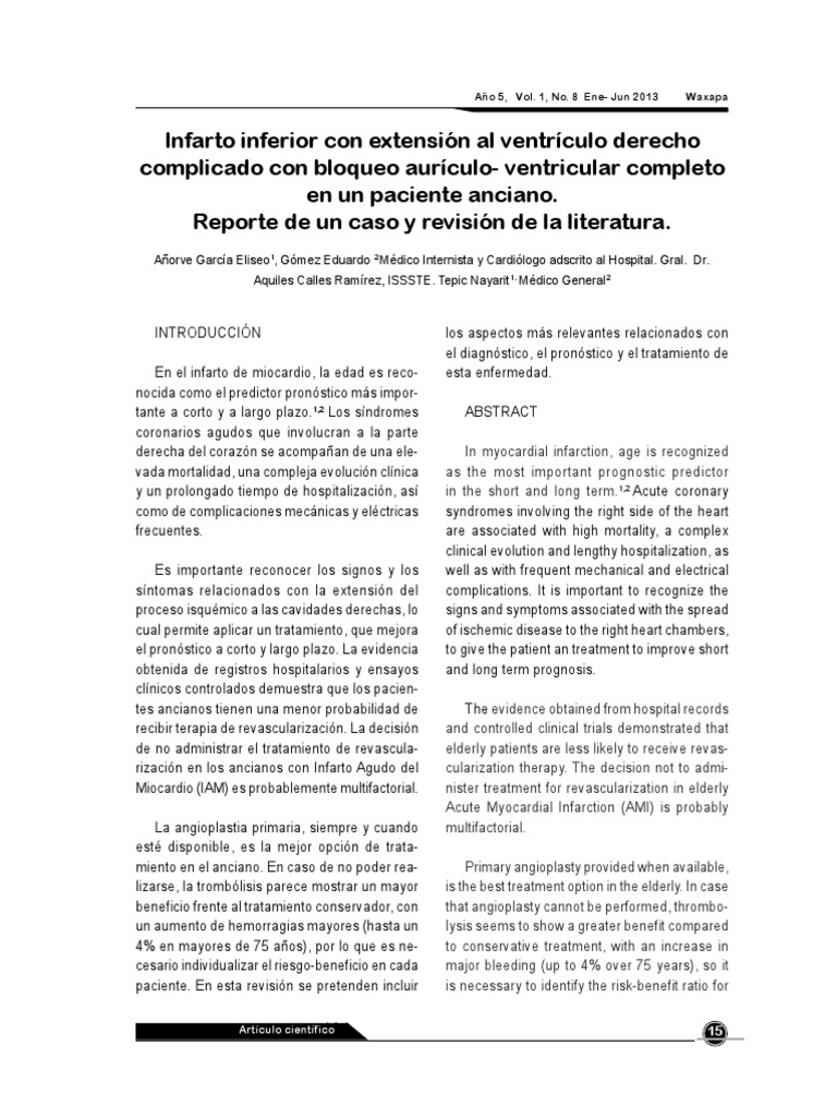 Infarto Inferior Con Extensión Al Ventrículo Derecho | PDF | Infarto de ...