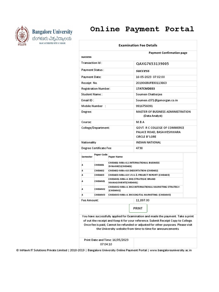 Bangalore-University-Fee-Receipt 2 | PDF