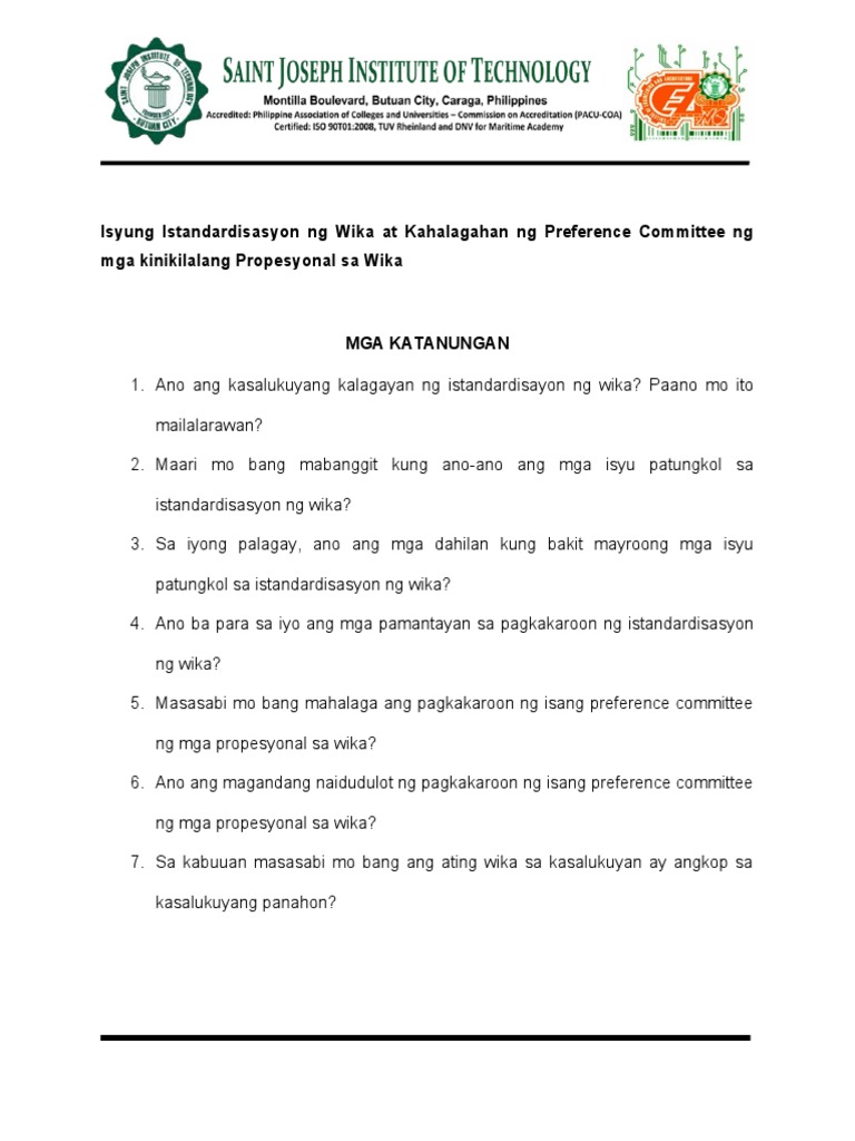 Filipino Questions | PDF