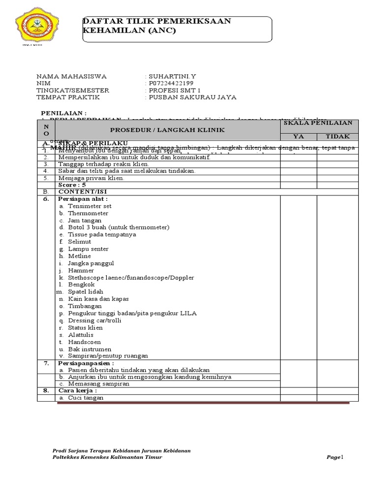 DAFTAR TILIK CEKLIST ANC | PDF