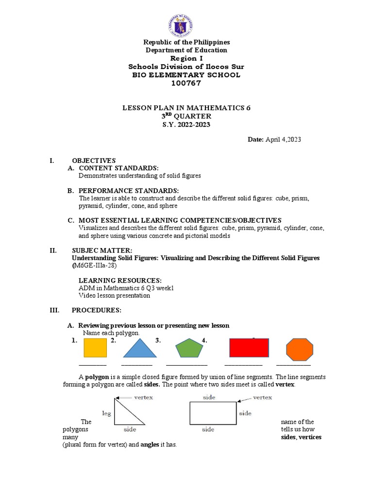 DLP Math 6 Melcs Based | PDF | Triangle | Vertex (Geometry)
