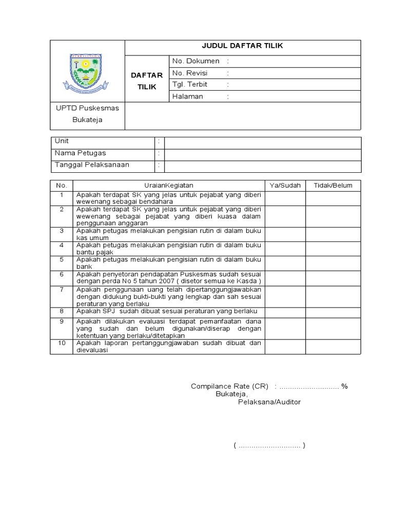 FORMAT DAFTAR TILIK 2023 | PDF