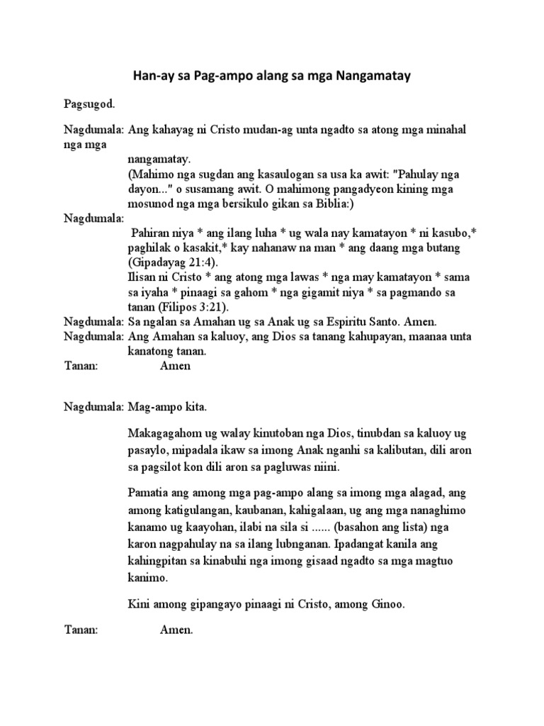 Prayer Service - Alang Sa Patay | PDF