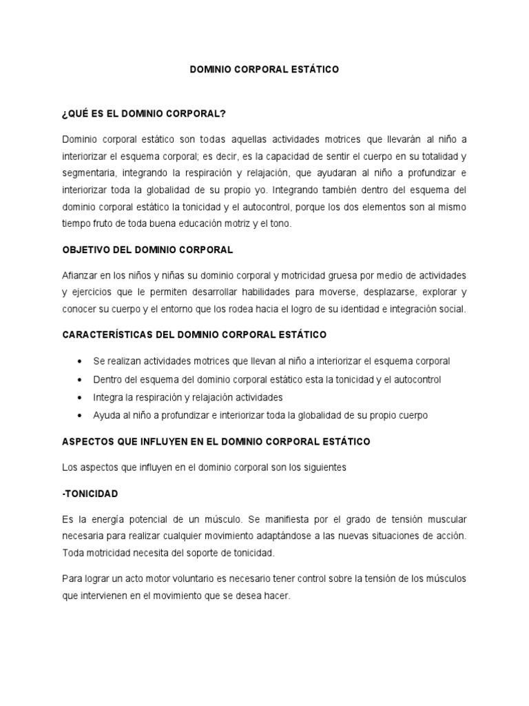 Dominio Corporal Estático 2 | PDF | Relaciones personales, crianza y ...